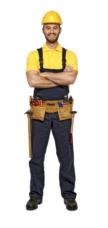 Handyman hold white board stock photo. Image of handyman - 12131620