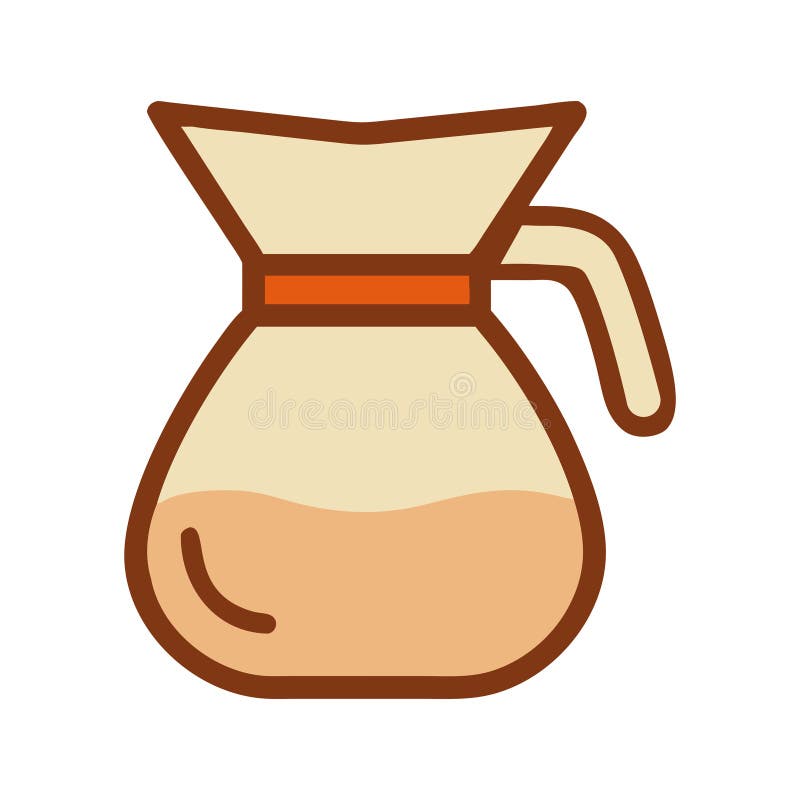 Classic Pour Over Coffee Maker with Wooden Handle Stock Vector ...