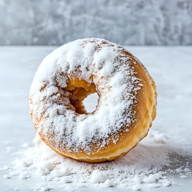 Classic Powdered Sugar Donut with a Soft Texture and a Light Sweet ...