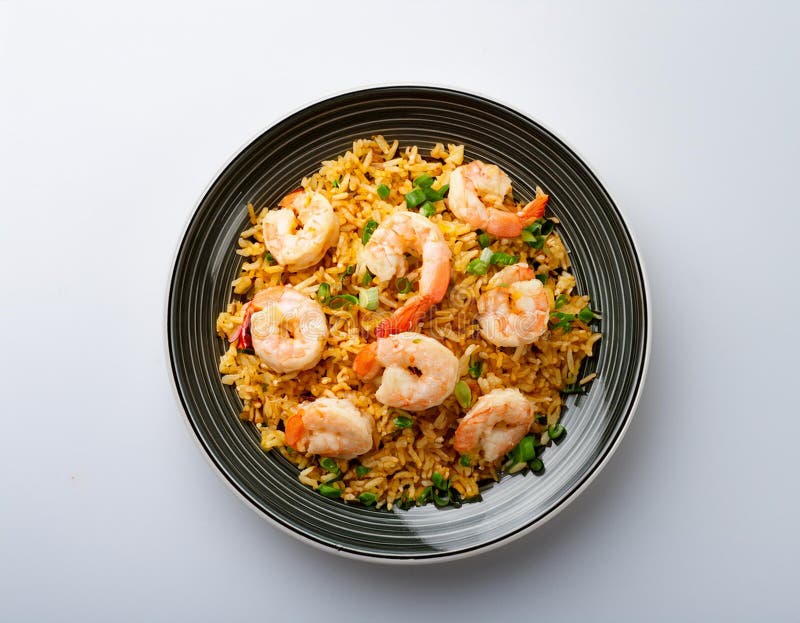 Classic Prawn Fried Rice stock illustration. Illustration of stirfried ...