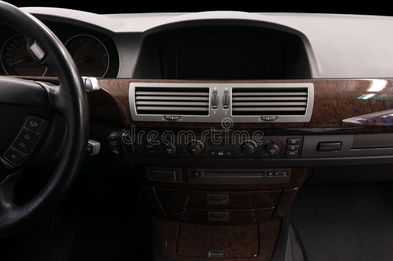 Classic Prestige Car Inside. Multimedia Screen and Control Buttons ...