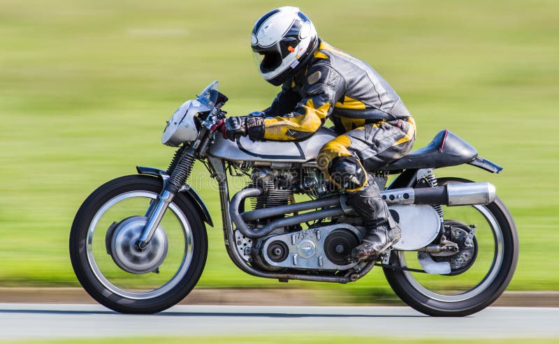 Motorbike On Racetrack, Leaning Into Sharp Bend Stock Photo - Image of ...