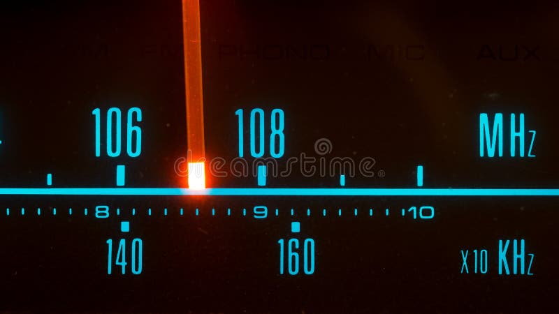 Classic Radio Tuner Panel Close-up. Black Background Stock Photo ...