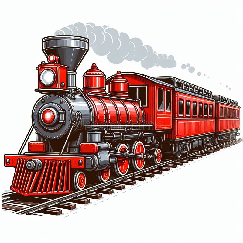 Classic Railroad Engine stock illustration. Illustration of tracks ...