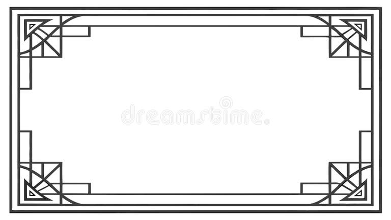 A Classic Rectangular Frame with Ornate Art Deco Style Corners, Vector ...