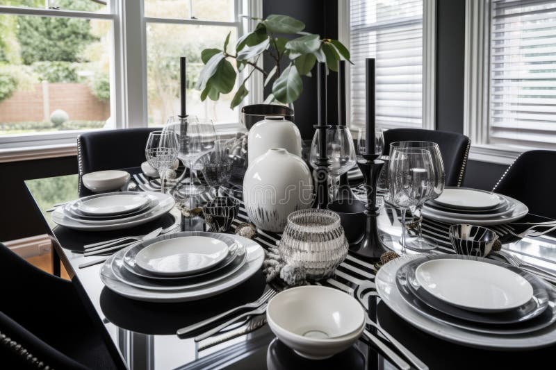 Classic Rectangular Table with Ivory Place Settings and Florals on ...