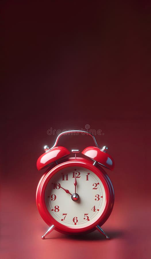 Classic Red Alarm Clock for Social Media Banners Stock Illustration ...