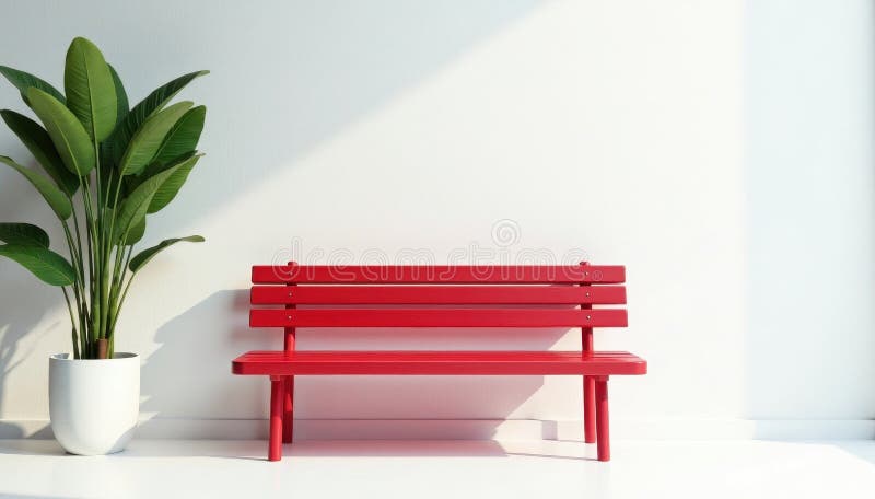 Classic Red Bench, Clean White Backdrop Front View , Front View ...