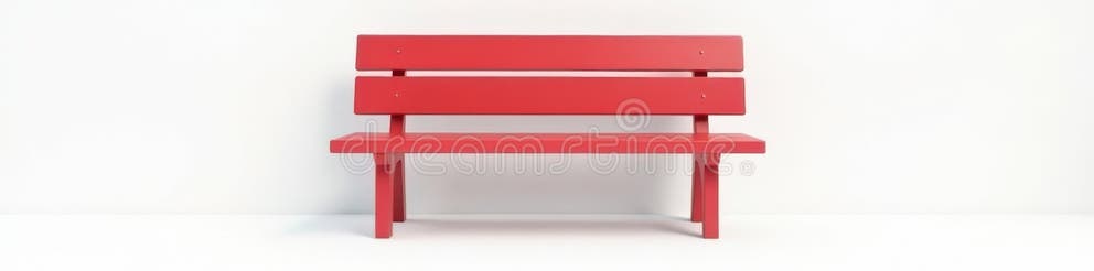 Classic Red Bench, Pristine White Backdrop Front View , Clean, Color ...