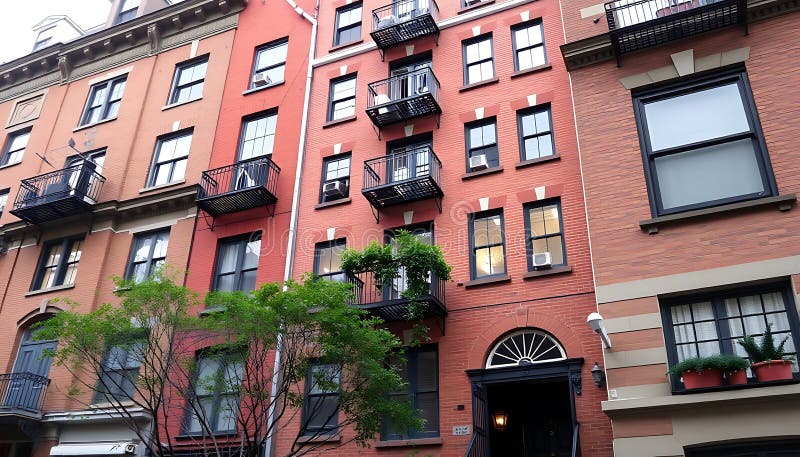 Classic Red Brick Building in Urban Setting Generative AI Stock ...