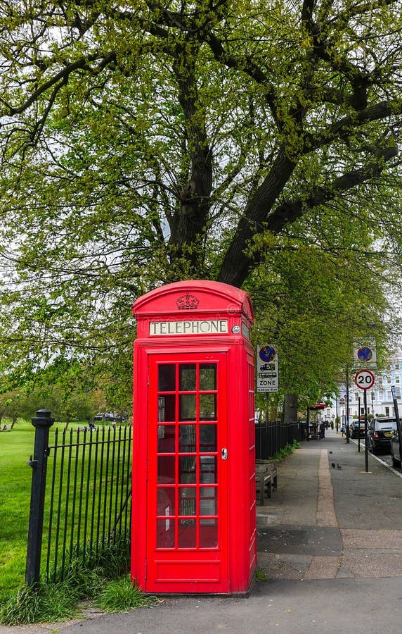 Classic Red British Telephone Box in London Stock Photo - Image of ...