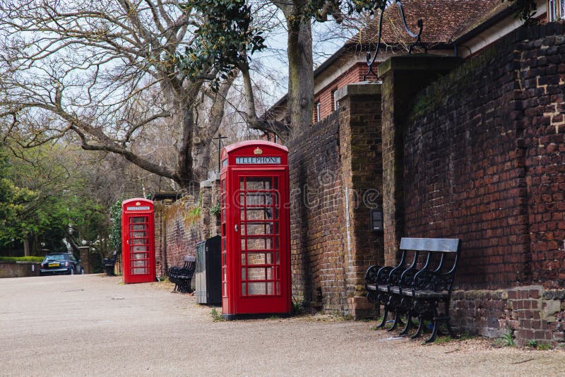 Classic Red British Telephone Box in UK Stock Photo - Image of london ...