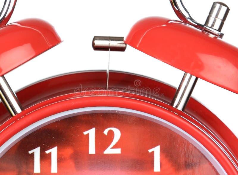 Classic red clock stock image. Image of bells, chrome - 5089459