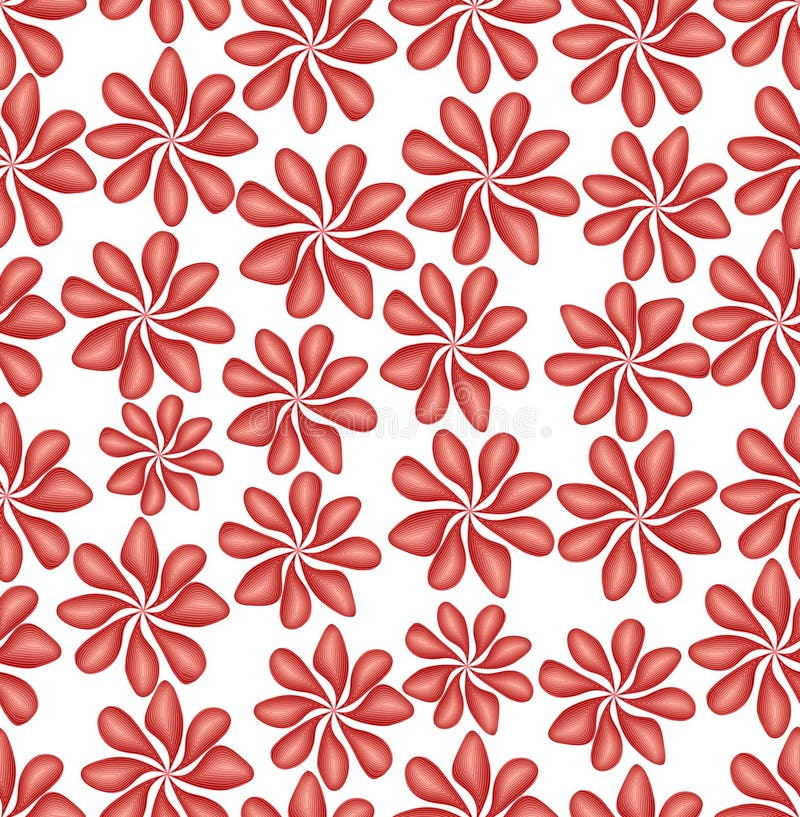 Classic Red Flower Patterns on White Background. Seamless Abstract ...