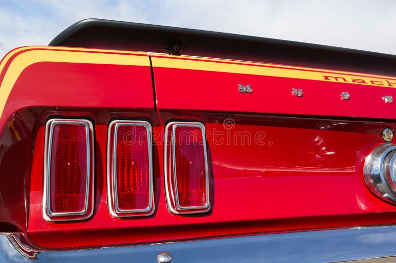 Classic red Ford Mustang stock photo. Image of transportation - 364969388