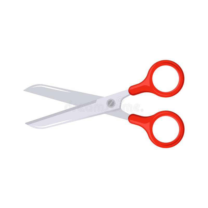 Classic Red-Handled Scissors Illustration Isolated on White Background ...