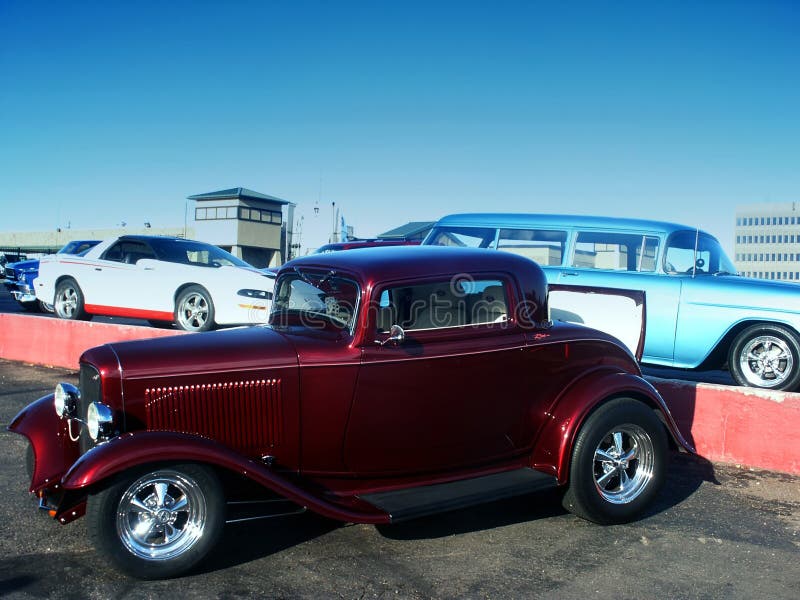 Classic Red Hot Rod at a Car Show Stock Photo - Image of machine ...