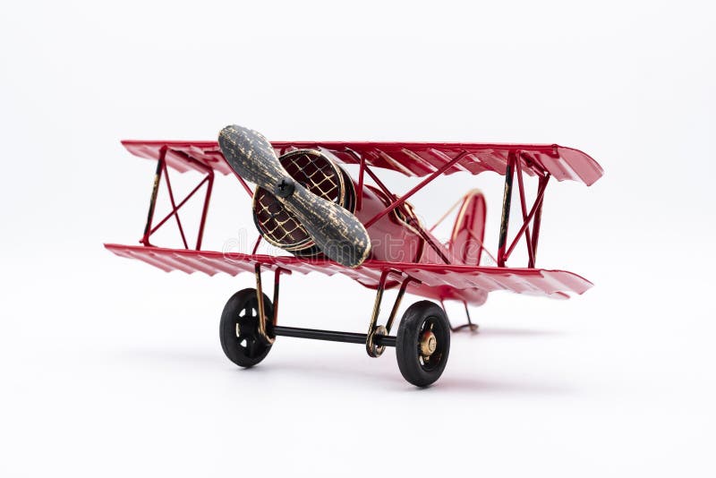 Classic Red Painted Propeller Biplane Airplane Stock Image - Image of ...