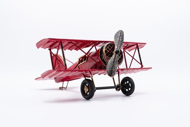 Classic Red Painted Propeller Biplane Airplane Stock Photo - Image of ...