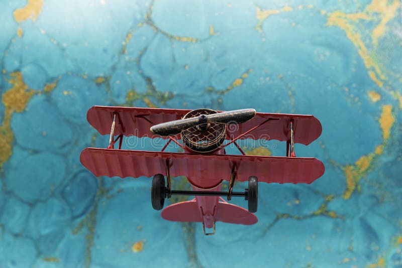 Classic Red Painted Propeller Biplane Airplane Stock Photo - Image of ...
