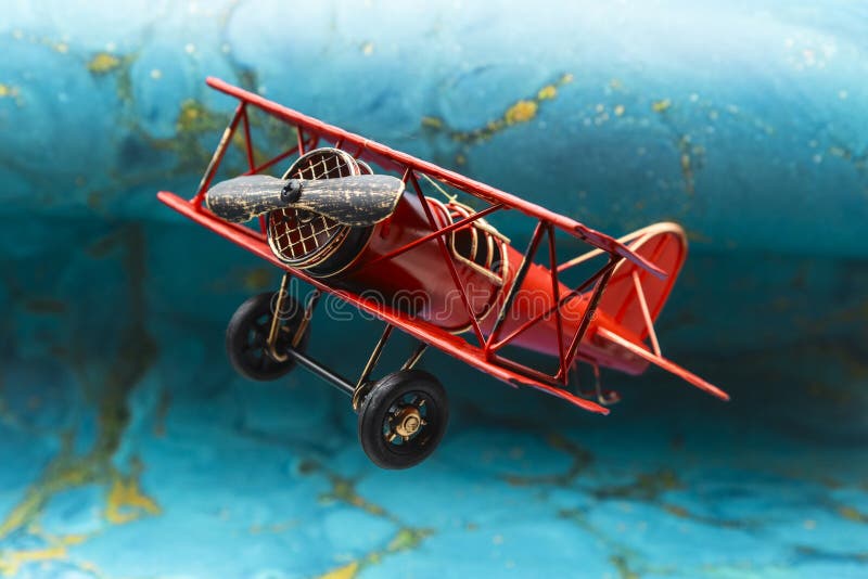 Classic Red Painted Propeller Biplane Airplane Stock Image - Image of ...