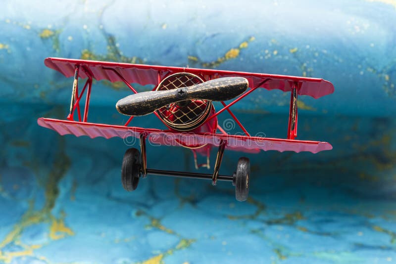 Classic Red Painted Propeller Biplane Airplane Stock Photo - Image of ...