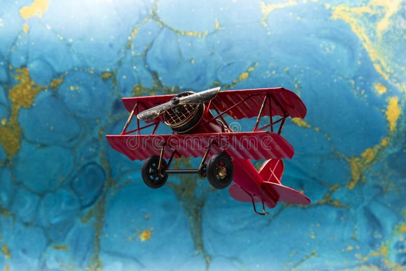 Classic Red Painted Propeller Biplane Airplane Stock Photo - Image of ...