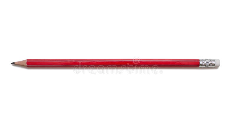 Classic Red Pencil with an Eraser on a White Background Stock Image ...