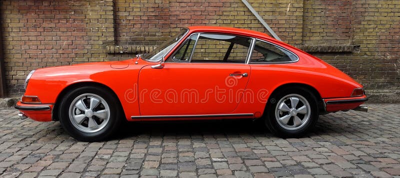 Classic Red Porsche 901 Parked on a Cobblestone Road Editorial Stock ...
