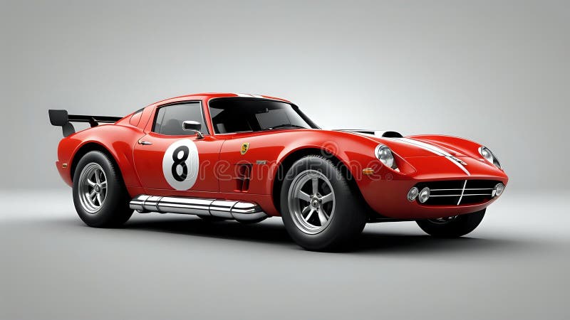 Classic Red Race Car, Number Eight Stock Image - Image of automobile ...