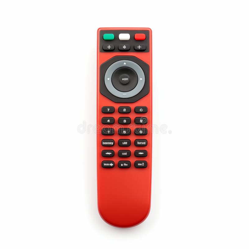 Classic Red Remote Control with Black Buttons Isolated on White ...