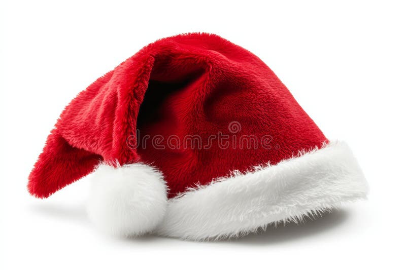 Classic Red Santa Hat Isolated on White Background Stock Image - Image ...