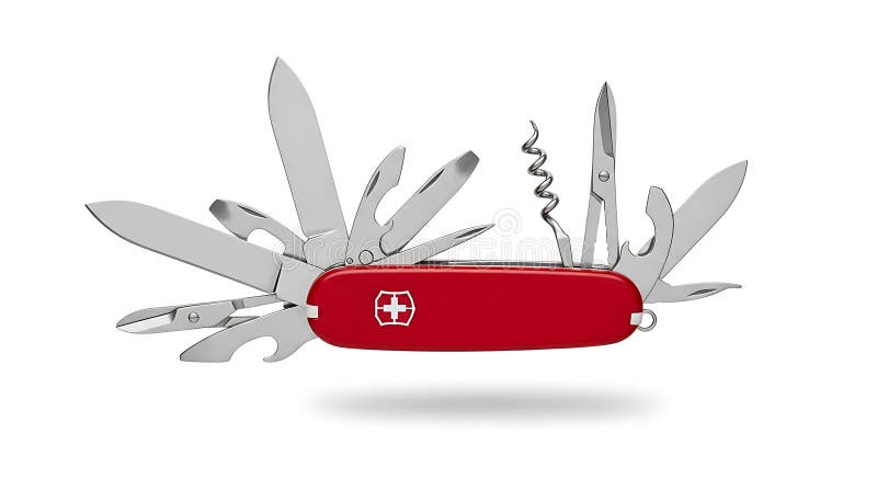 Classic Red Swiss Army Knife with Tools Deployed Stock Illustration ...