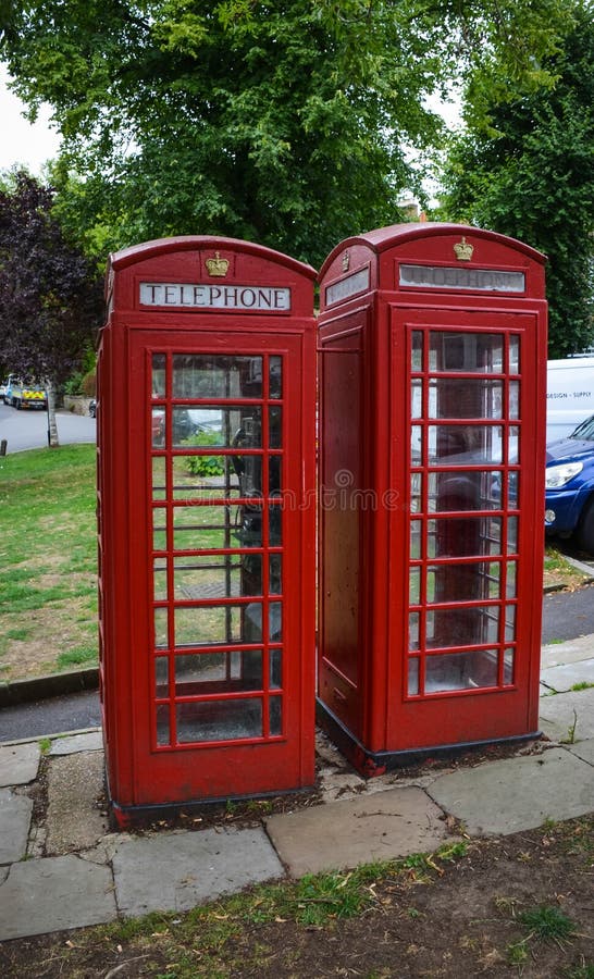 Classic Red Telephone Boxes Stock Image - Image of european, europe ...