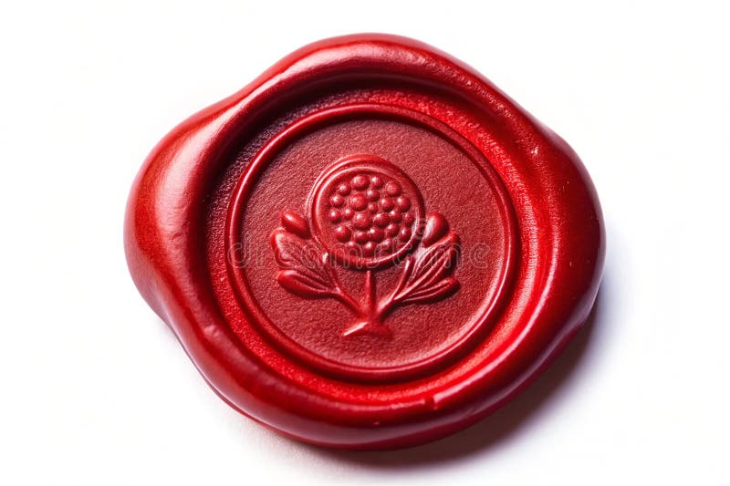Classic Red Wax Seal with Embossed Imprint on White Background Stock ...