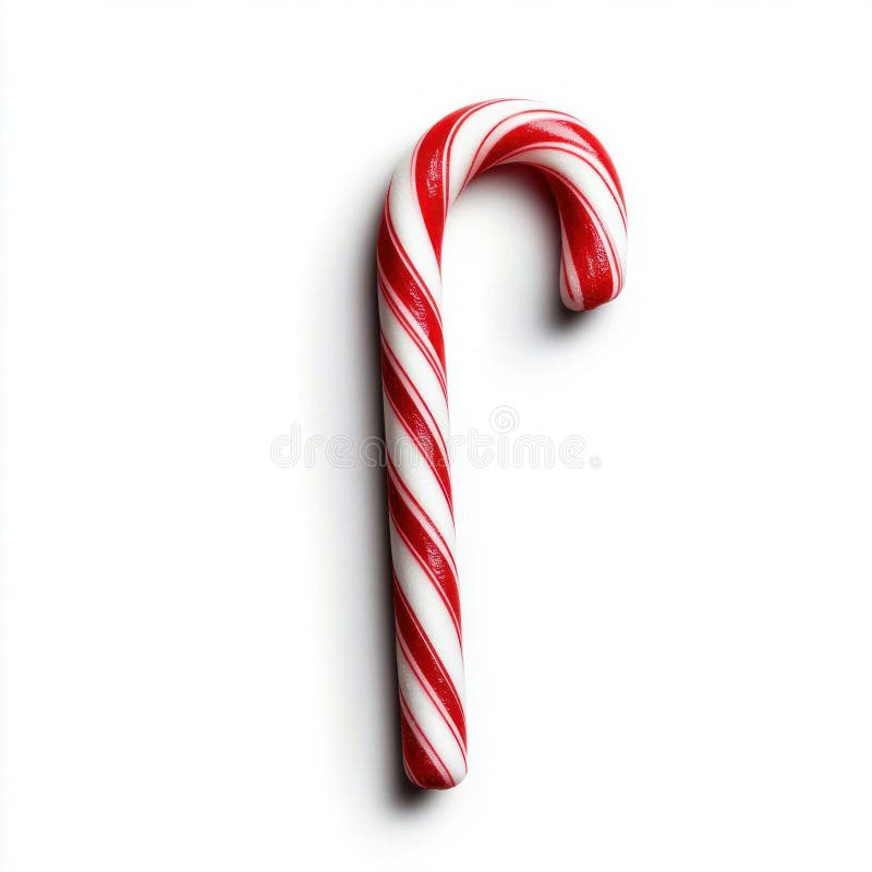 Classic Red and White Candy Cane on White Background Stock Illustration ...