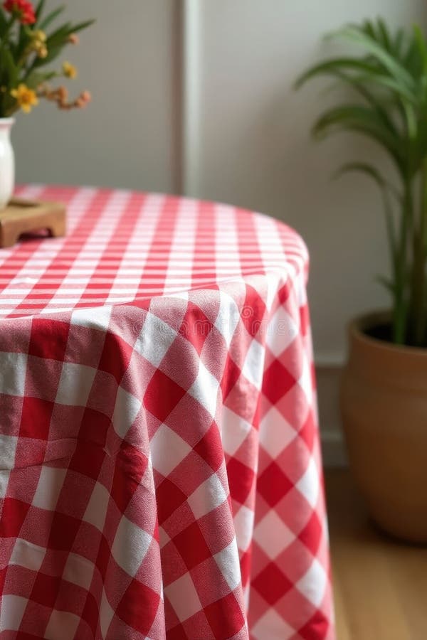 Classic Red and White Gingham Tablecloth, Crisp Cotton Weave, Textile ...