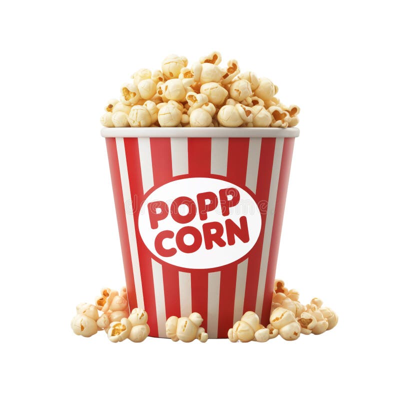Classic Red and White Popcorn Bucket Overflowing with Fluffy Kernels ...
