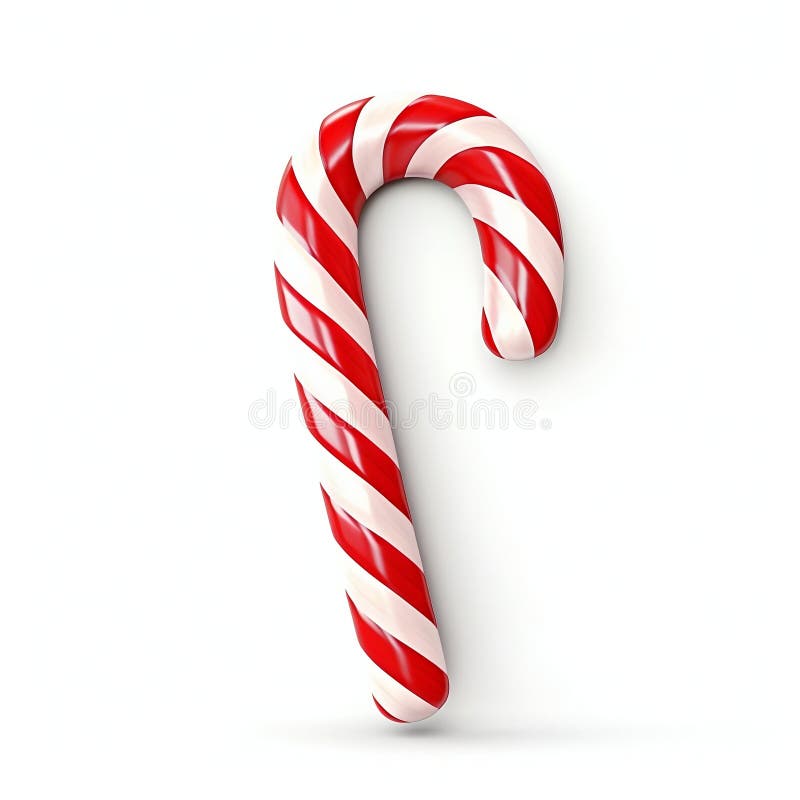 Classic Red and White Striped Candy Cane Isolated on White Background ...
