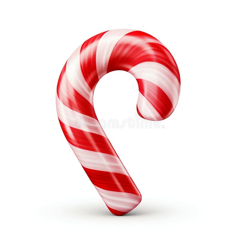 Classic Red and White Striped Candy Cane Isolated on White Background ...