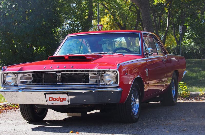Classic Restored Red Dodge editorial stock photo. Image of grass - 44860143