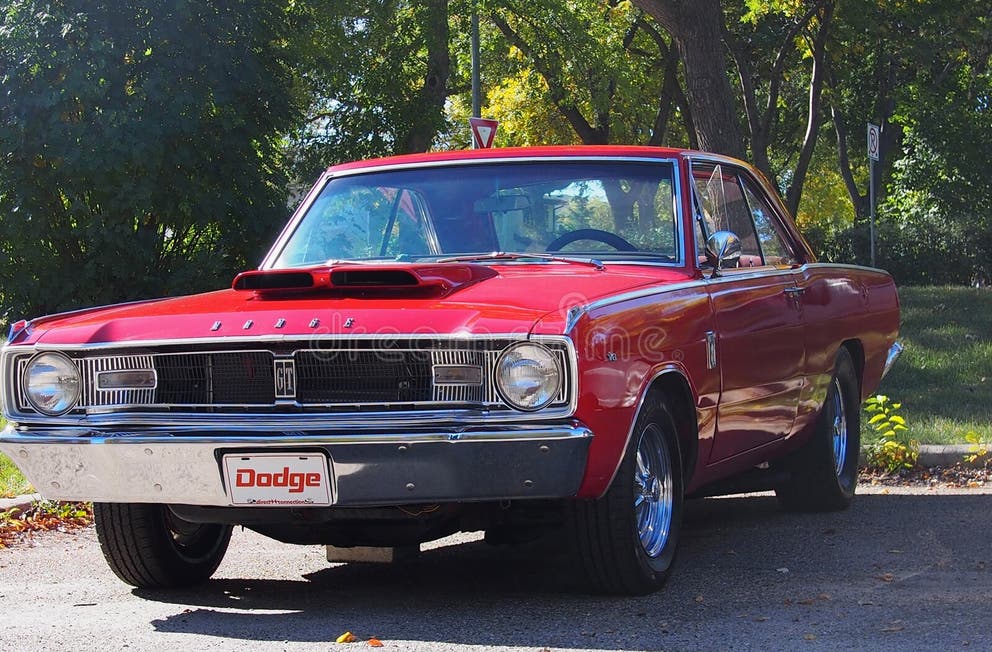 Classic Restored Red Dodge editorial stock photo. Image of grass - 44860143