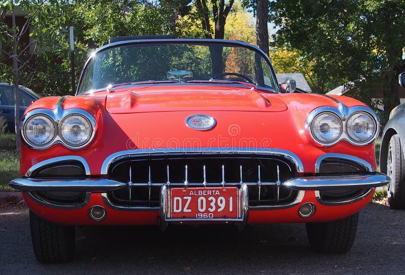 Classic Restored Red and White Corvette Convertible Editorial Image ...