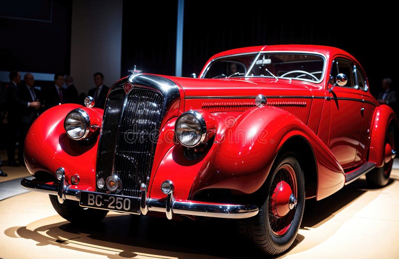 Classic Retro Car, Red Old Style Vintage Design Stock Illustration ...