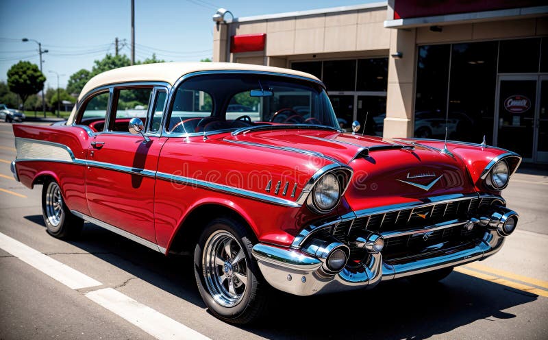 Classic Retro Car, Red Old Style Vintage Design Stock Illustration ...