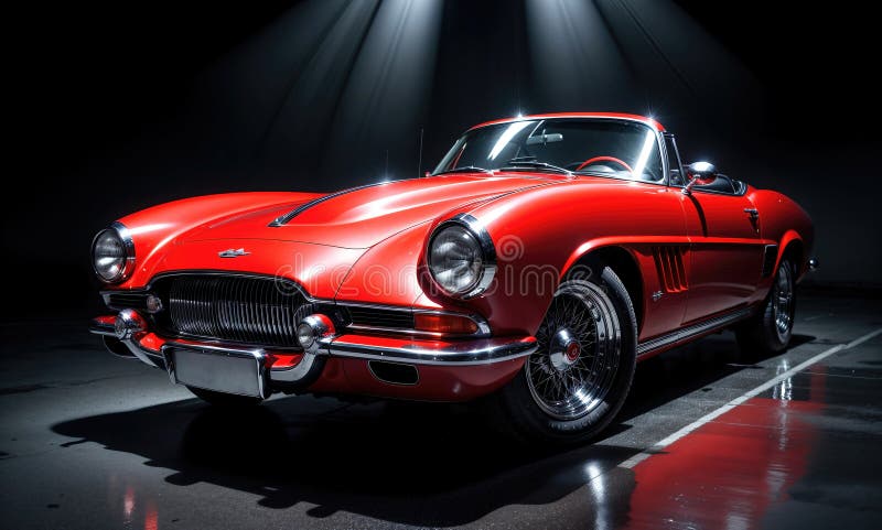 Classic Retro Car, Red Old Style Vintage Design Stock Illustration ...