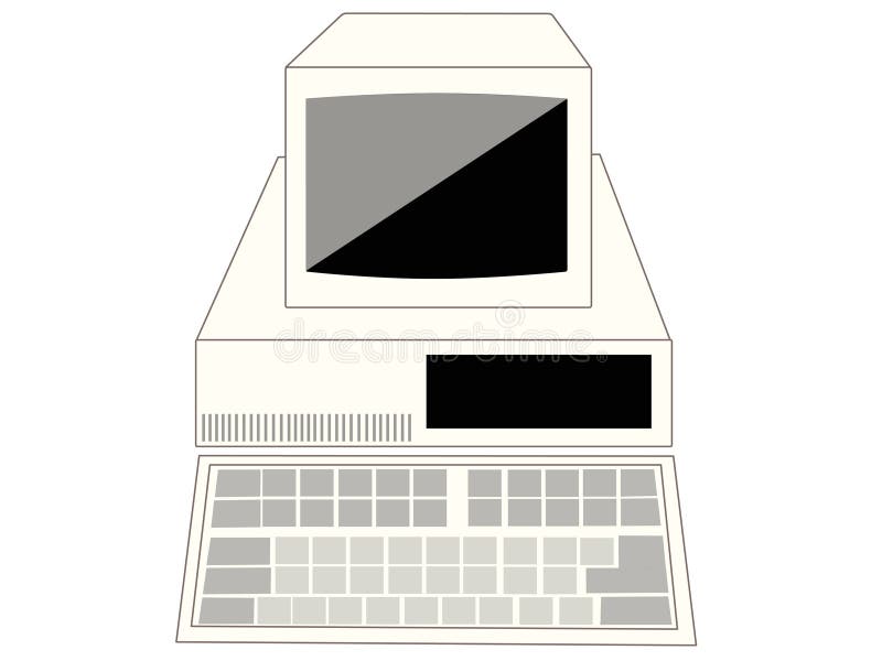 Classic Retro Computer in the Past Screen CPU Keyboard Stock Vector ...