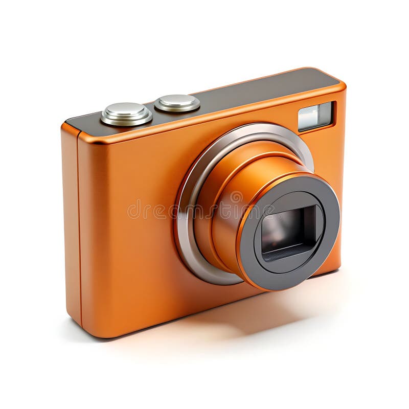 Classic Retro Digital Camera with Vintage Design and White Background ...