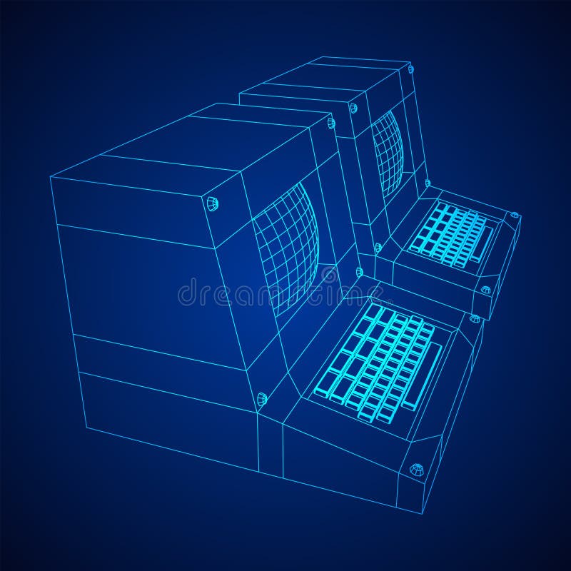 Classic Retro Perconal Computer. Programming Code Concept Stock Vector ...