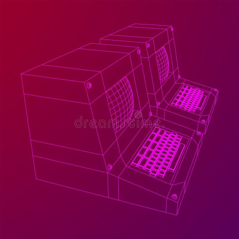 Classic Retro Perconal Computer. Programming Code Concept Stock Vector ...